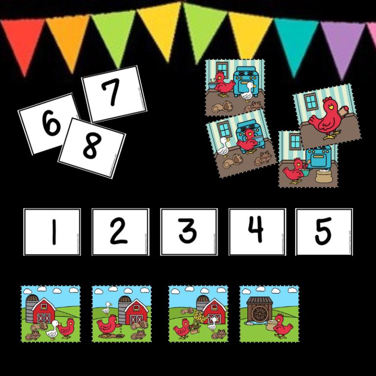 The Little Red Hen - Retelling Story Props and Sequencing Activity ...