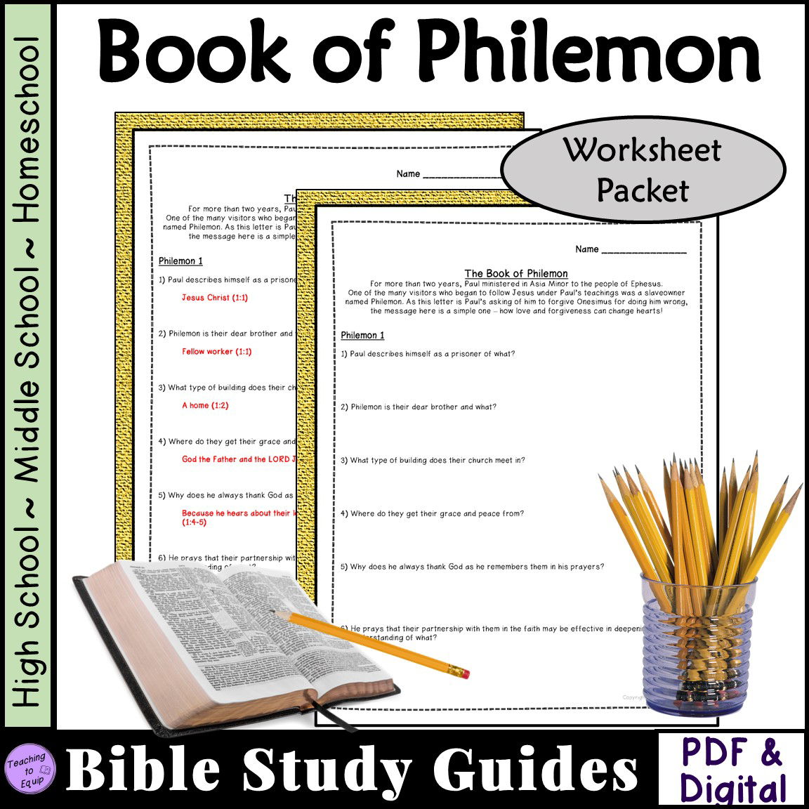 Bible Book of Philemon Crossword & Word Search Puzzle Activities | Made ...