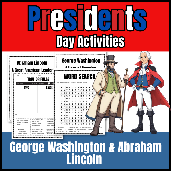 Presidents Day Activities George Washington & Abraham Lincoln Craft ...