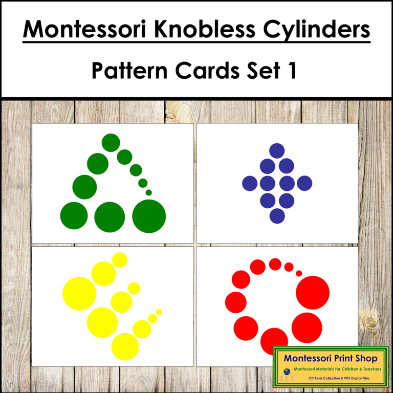 Montessori Knobless Cylinder Pattern Cards - Set #1 | Made By Teachers