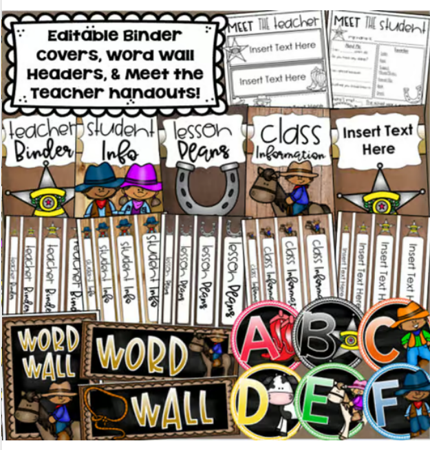 Western Class Decor Bundle (Posters, Binder Covers, Schedule, Calendar ...