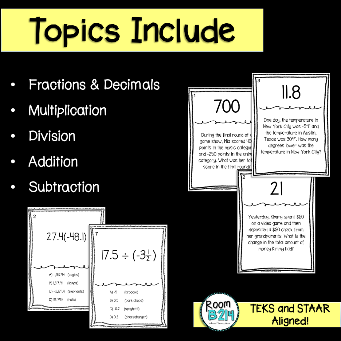 Rational Number Activity BUNDLE TEKS 7.3A, 7.3B | Made By Teachers