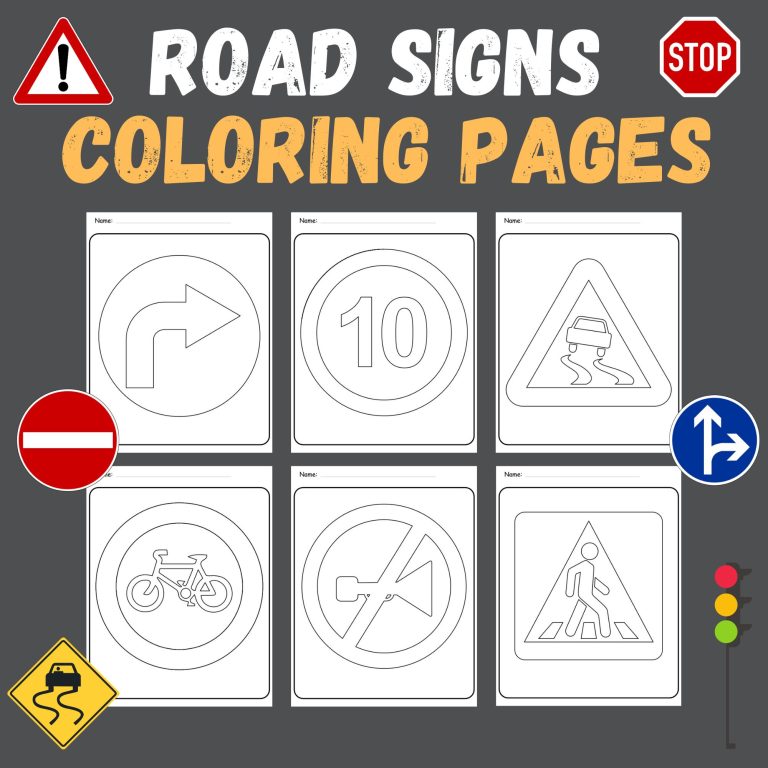 Simple Road Signs / Traffic Sign Coloring Pages Printables For ...