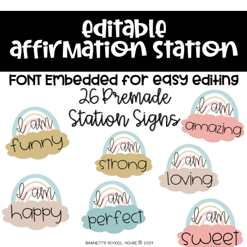 Editable Affirmation Station in Boho Theme- Easy Print & Premade ...