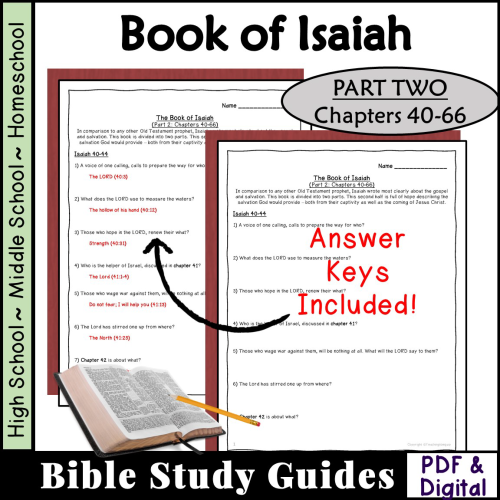 Book of Isaiah Bible Study Guide (Ch 40-66) Worksheet Packet | Made By ...
