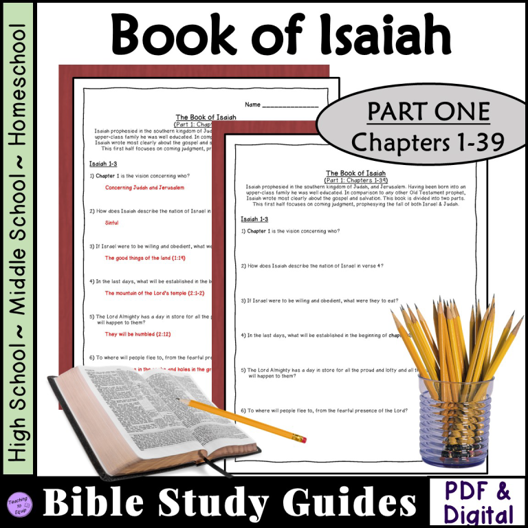 Book of Isaiah Bible Study Guide (Ch 1-39) Worksheet Packet | Made By ...