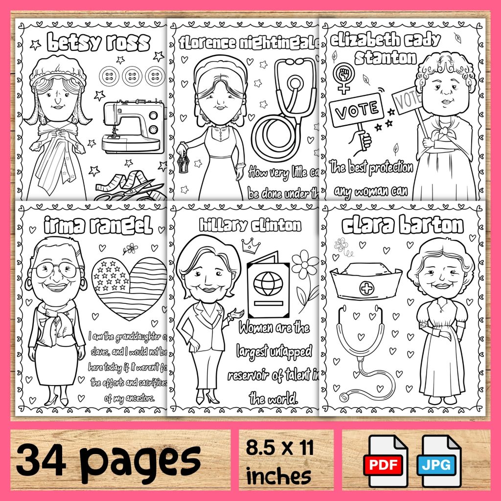 Women's History Month Coloring Pages | Womens History leaders coloring ...