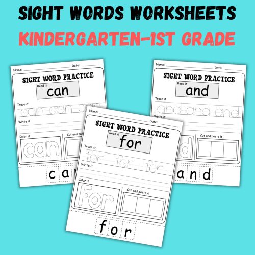 Sight Words Worksheets Kindergarten-1st Grade Handwriting and Spelling ...