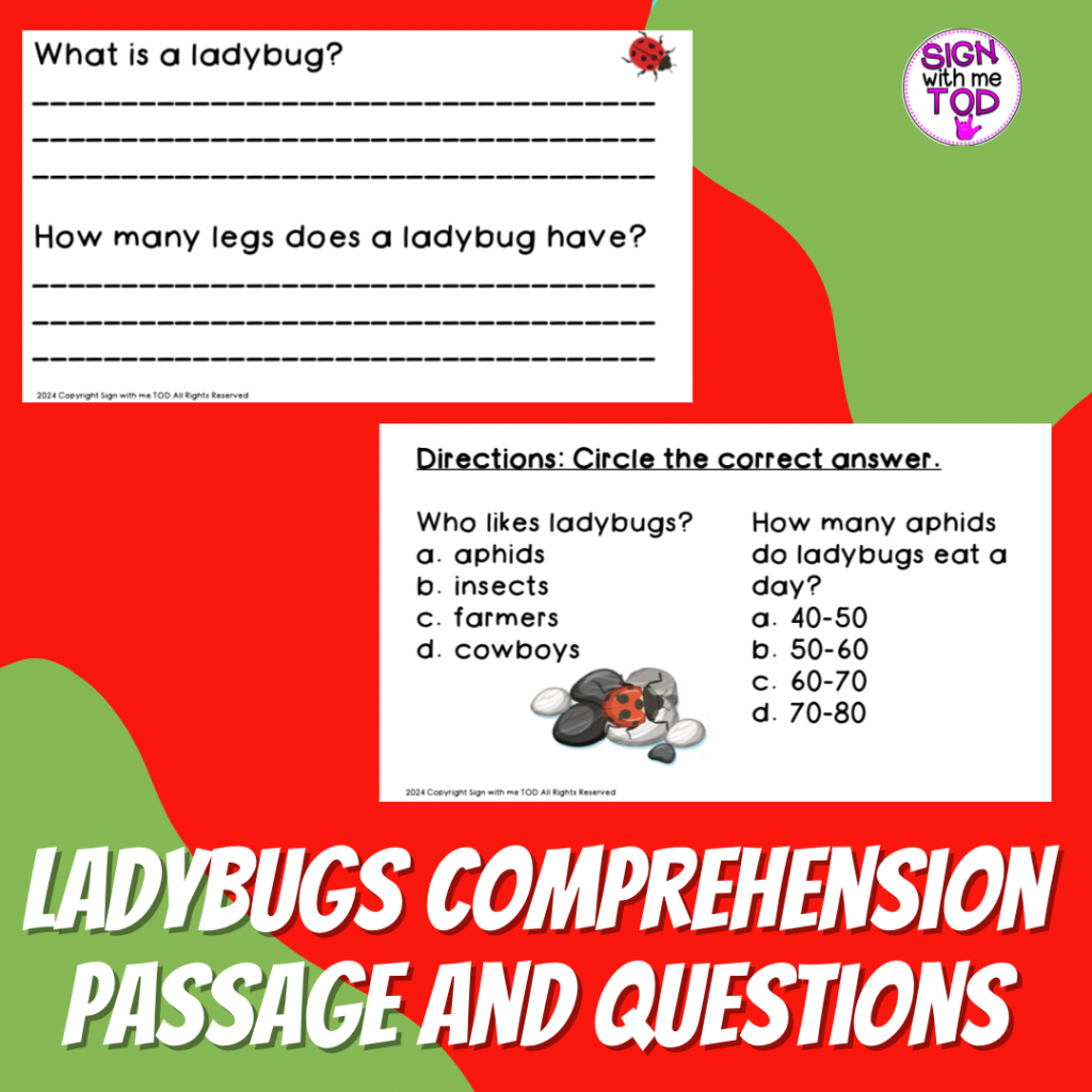 Ladybugs Comprehension Passage and Questions | Made By Teachers