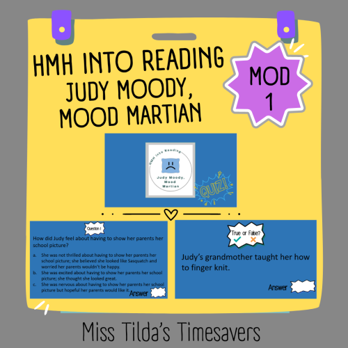 Judy Moody, Mood Martian Quiz - Grade 3 HMH into Reading | Made By Teachers