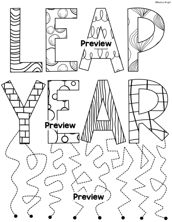 Leap Year Day Coloring Pages Sheets Activities 2024 | Made By Teachers