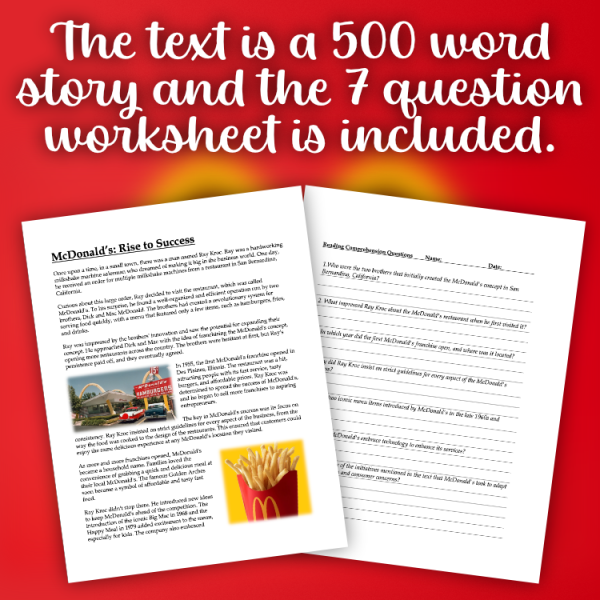 History of McDonald's - Reading Comprehension - Made By Teachers