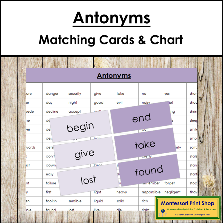 Antonyms - Matching Cards & Control Chart (color-coded) - Made By Teachers