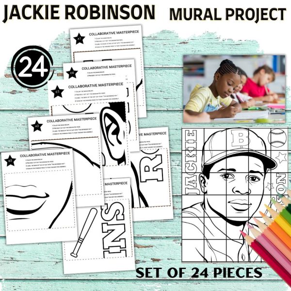 Jackie Robinson Collaboration Poster Mural project Black History Month ...