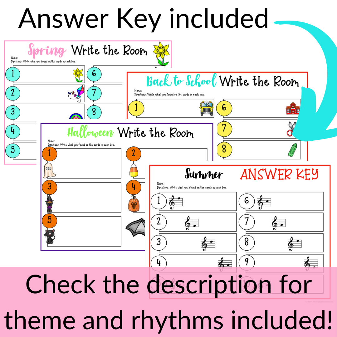 Summer Treble Clef Write the Room for Elementary Music Lessons Centers ...