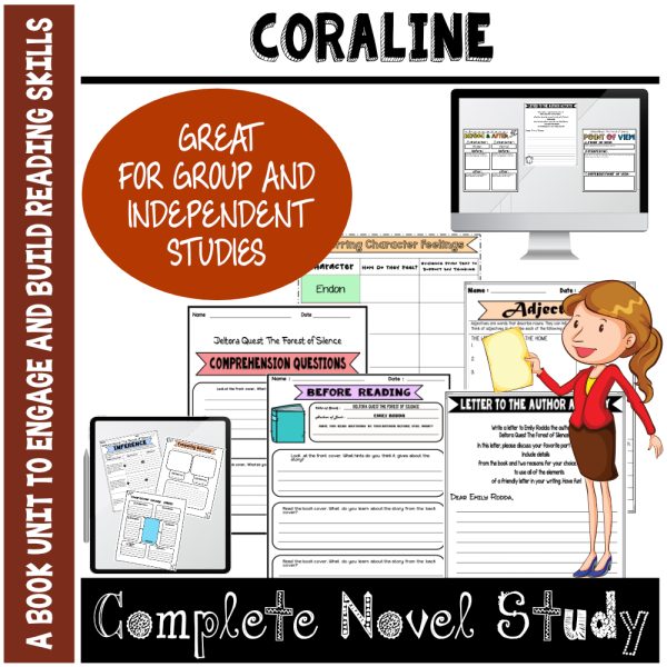 Coraline by Neil Gaiman Novel Study Complete | Made By Teachers