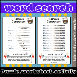 Famous Composers : Word search puzzle worksheet activity | Made By Teachers