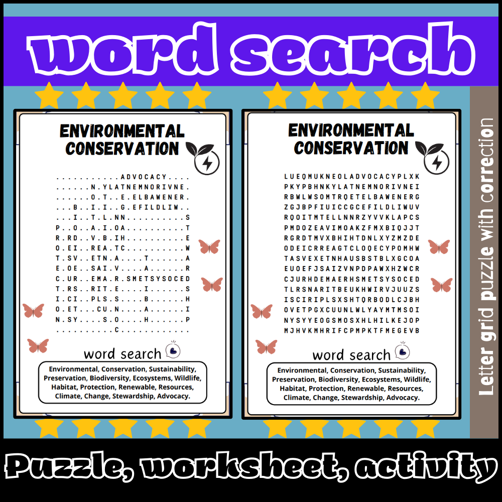 Environmental Conservation : Word search puzzle worksheet activity ...