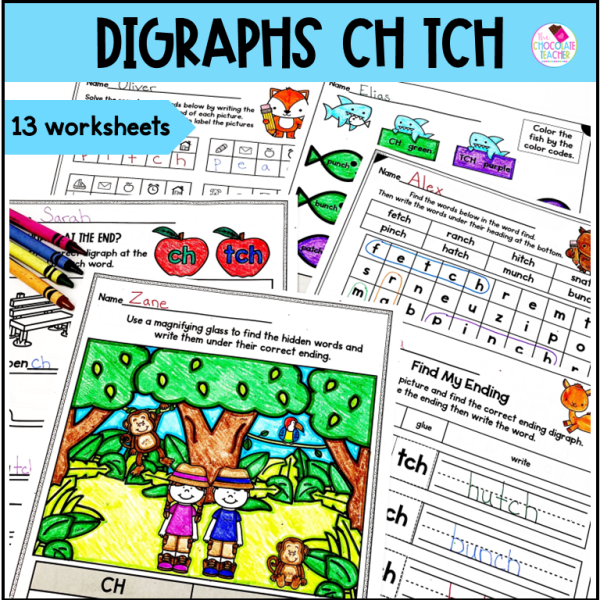 Digraph CH & Trigraph TCH Phonics Posters, Worksheets, and Activities ...