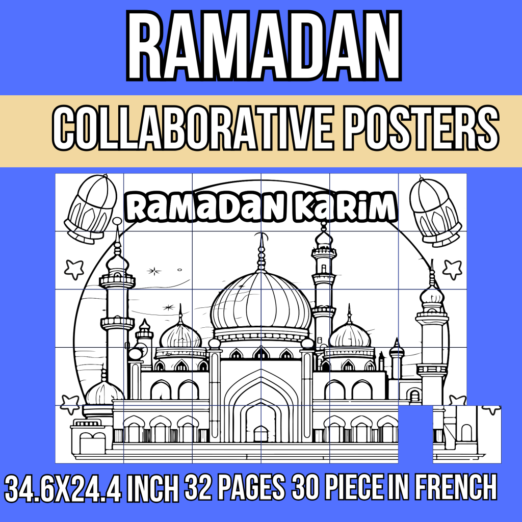 Ramadan Kareem Collaborative Poster in French -Ramadan Activities ...