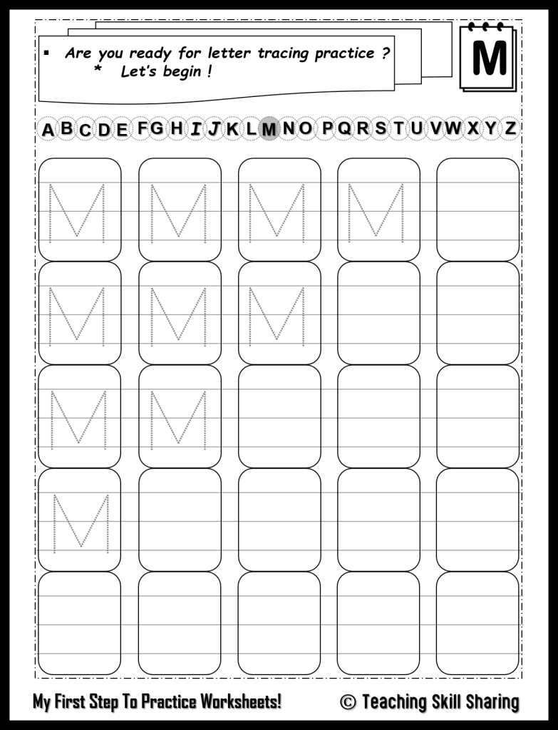 HANDWRITING PATTERNS: Practicing and Tracing The Dotted Letter From M ...