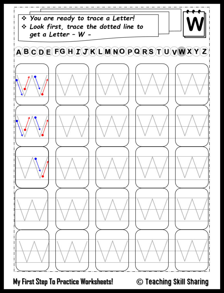 HANDWRITING PATTERNS: Practicing and Tracing The Dotted Letter From W ...