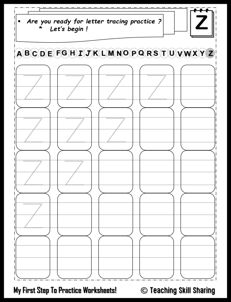 HANDWRITING PATTERNS: Practicing and Tracing The Dotted Letter From Z ...