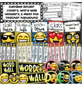 Emoji Theme Class Decor Bundle- Posters, Binder Covers, Schedule ...