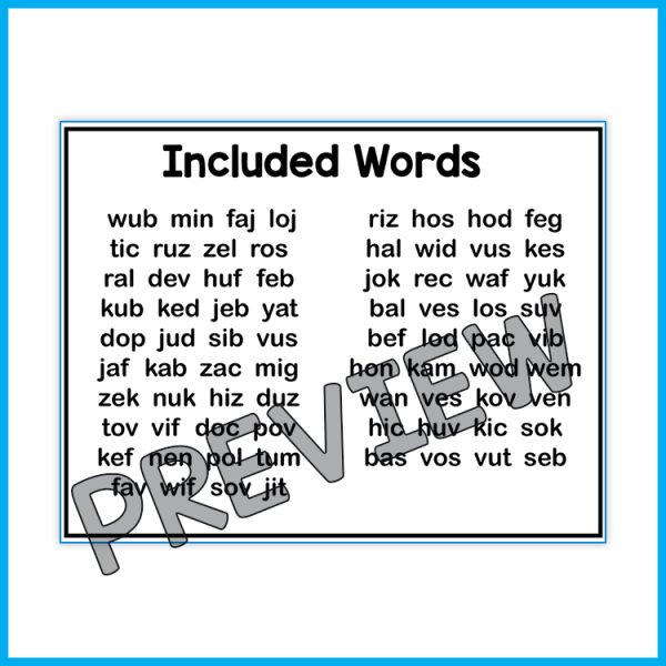 CVC Word Flash Cards with Blending Activities and Nonsense Word Fluency ...