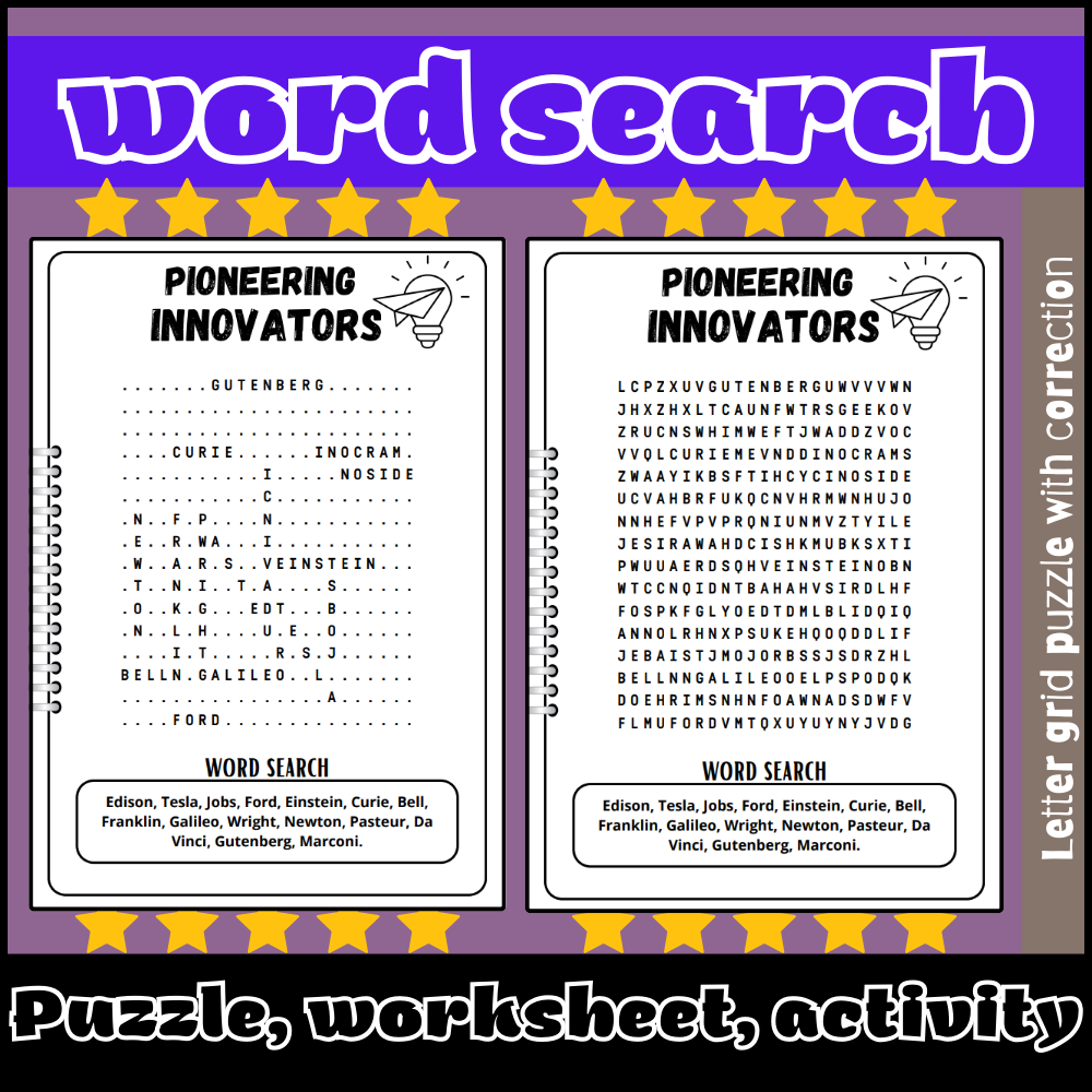 Pioneering Innovators : Word search puzzle worksheet activity | Made By ...