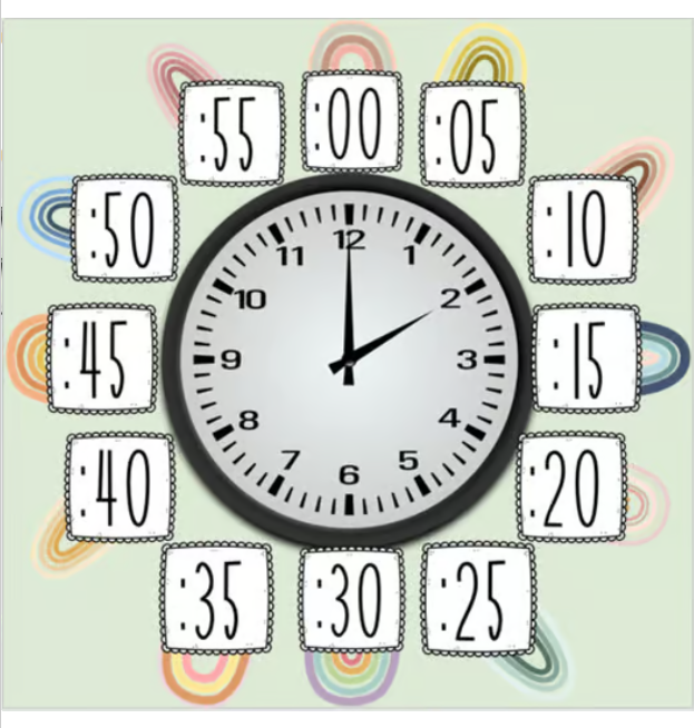 Clock Labels Telling Time Boho Muted Modern Rainbow Theme | Made By ...