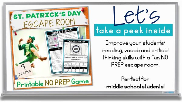 St Patrick's Day Escape Room Printable Activity - 9 Puzzles Breakout ...