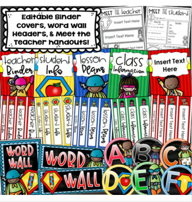 Superhero Class Decor Bundle (Posters, Binder Covers, Schedule ...