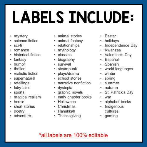 Library Genre Spine Labels - Library Genrefication Labels - Book Spine ...