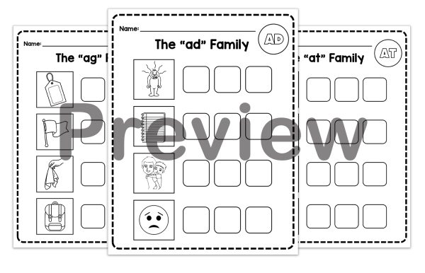 CVC Word Family Activity: Literacy Skills with Word Mats and Letter ...