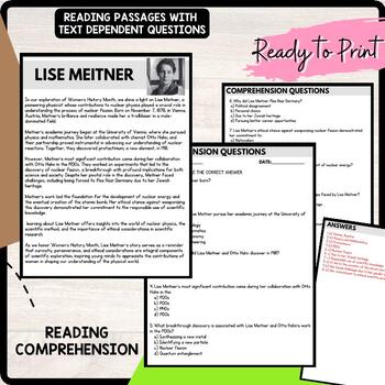 Women's History Month - LISE MEITNER - Reading Comprehension ...