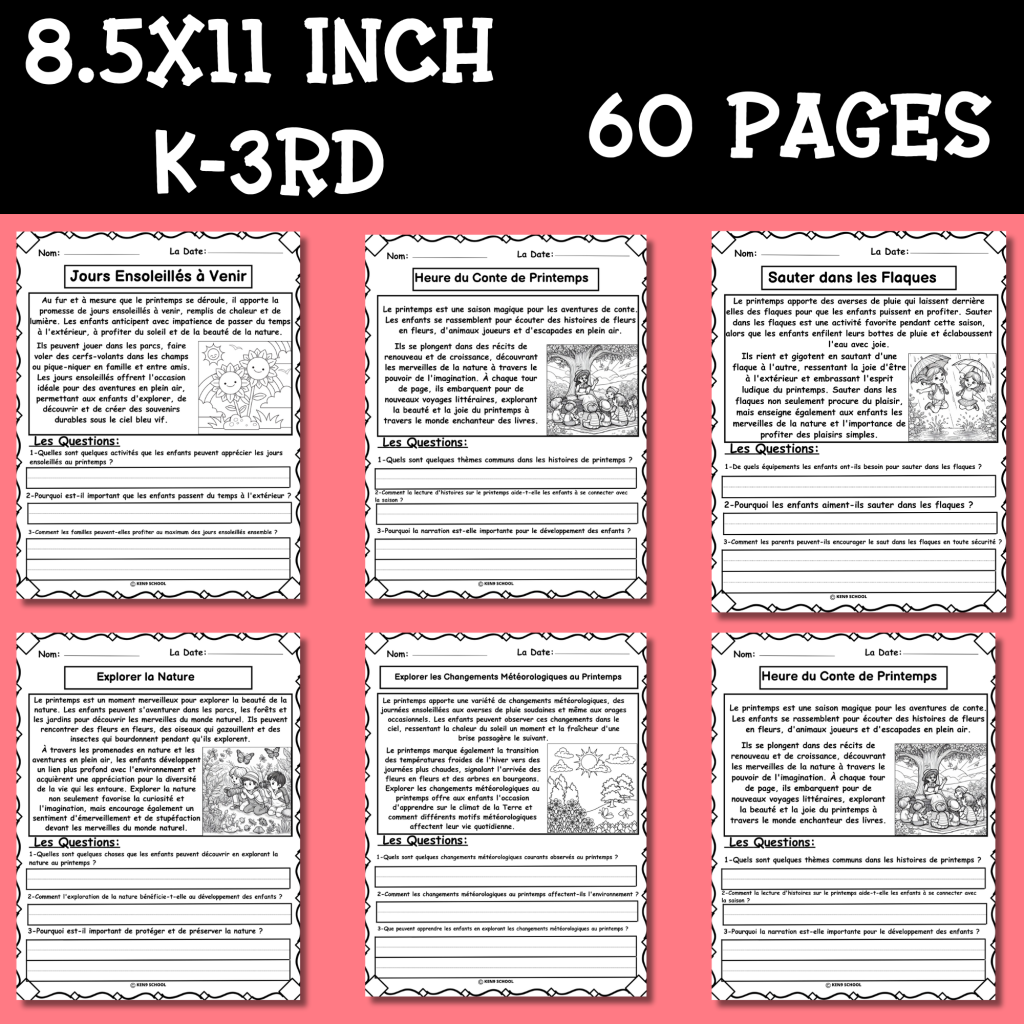 French Spring Reading Comprehension Passages-printemps Compréhension de ...