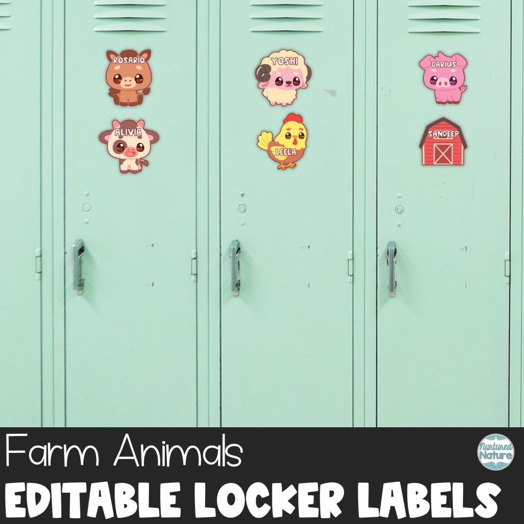 Farm Animal Locker Labels – Editable Name Tags for Cubbies or Coat ...