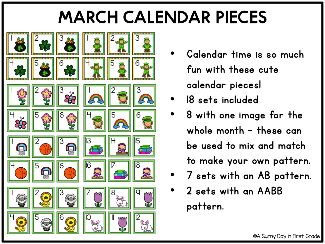 March Calendar Pieces | Made By Teachers