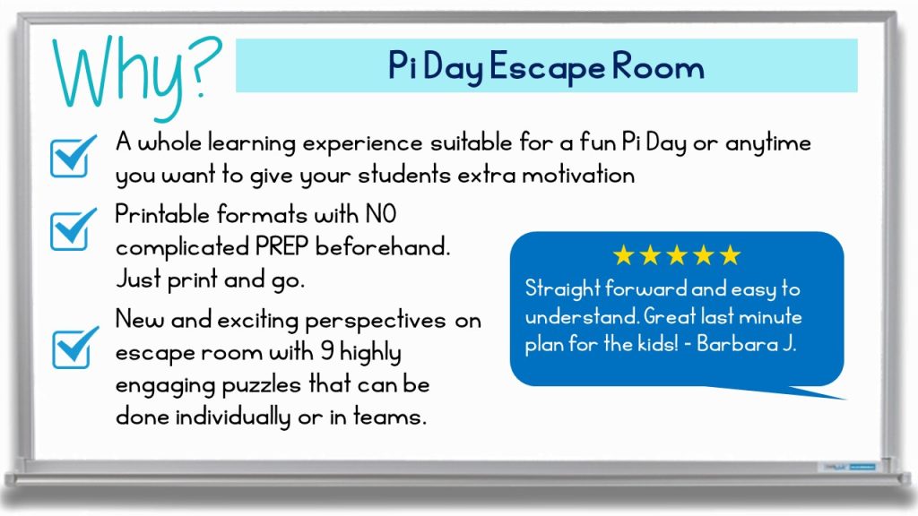 Pi Day Escape Room Printable Activity - 9 Puzzles NO PREP Breakout Game ...