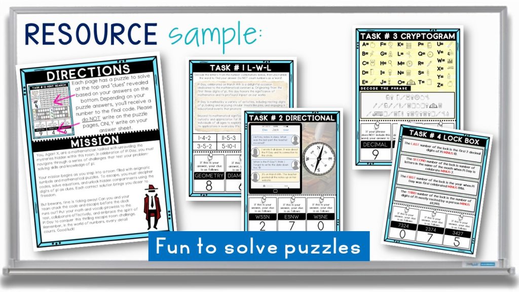 Pi Day Escape Room Printable Activity - 9 Puzzles NO PREP Breakout Game ...
