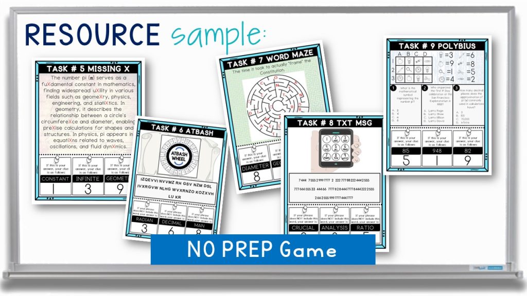 Pi Day Escape Room Printable Activity - 9 Puzzles NO PREP Breakout Game ...