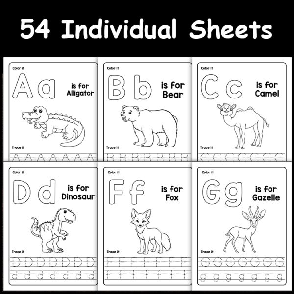 Zoo Animals Alphabet Coloring Pages & Anchor Posters for PreK, K, 1st ...