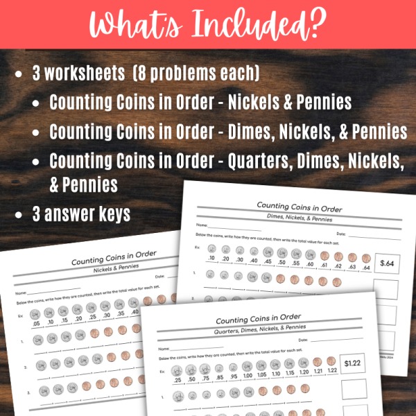 Counting Mixed Coins in Order - Montessori Money Counting Coins ...