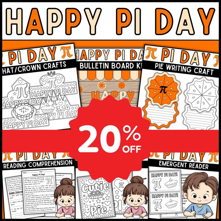 Pi Day Activity Bundle: Coloring Pages, Reading Comprehension, Craft ...