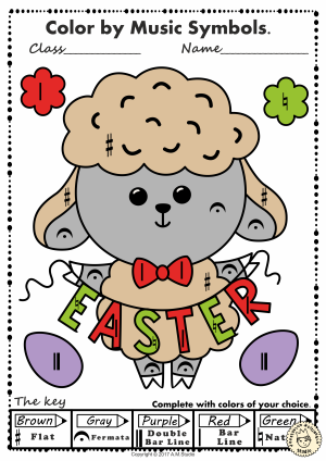 Easter Music Coloring Pages | Color by Music Staff Symbols - Made By ...