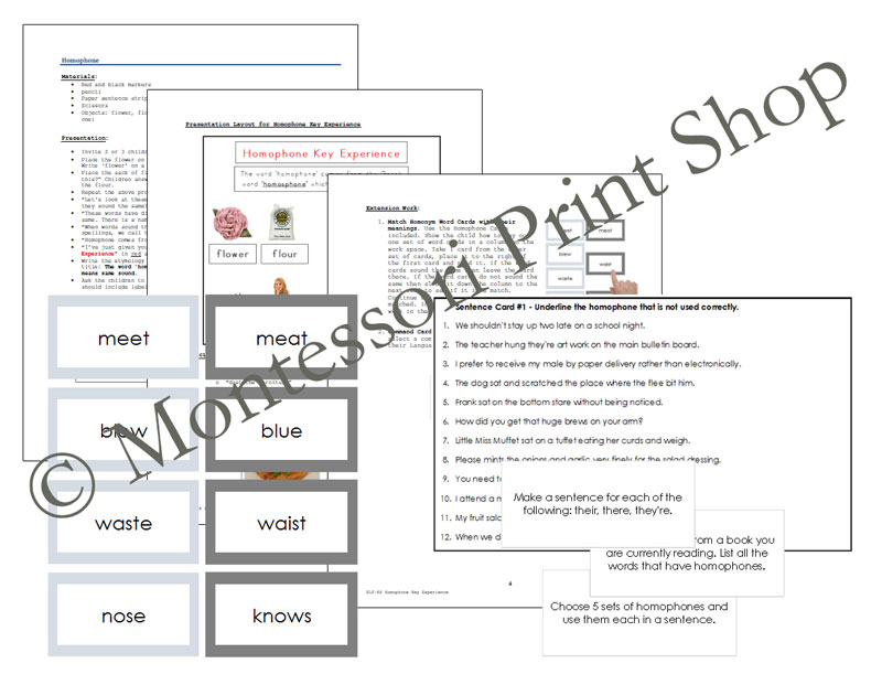 Homophones Key Experience & Materials - Elementary Montessori | Made By ...