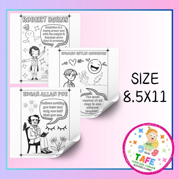 April National Poetry Month Coloring Sheets | Famous Poets Coloring ...