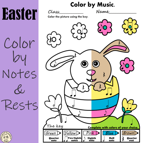 Easter Color by Music Pages | Notes and Rests - Made By Teachers