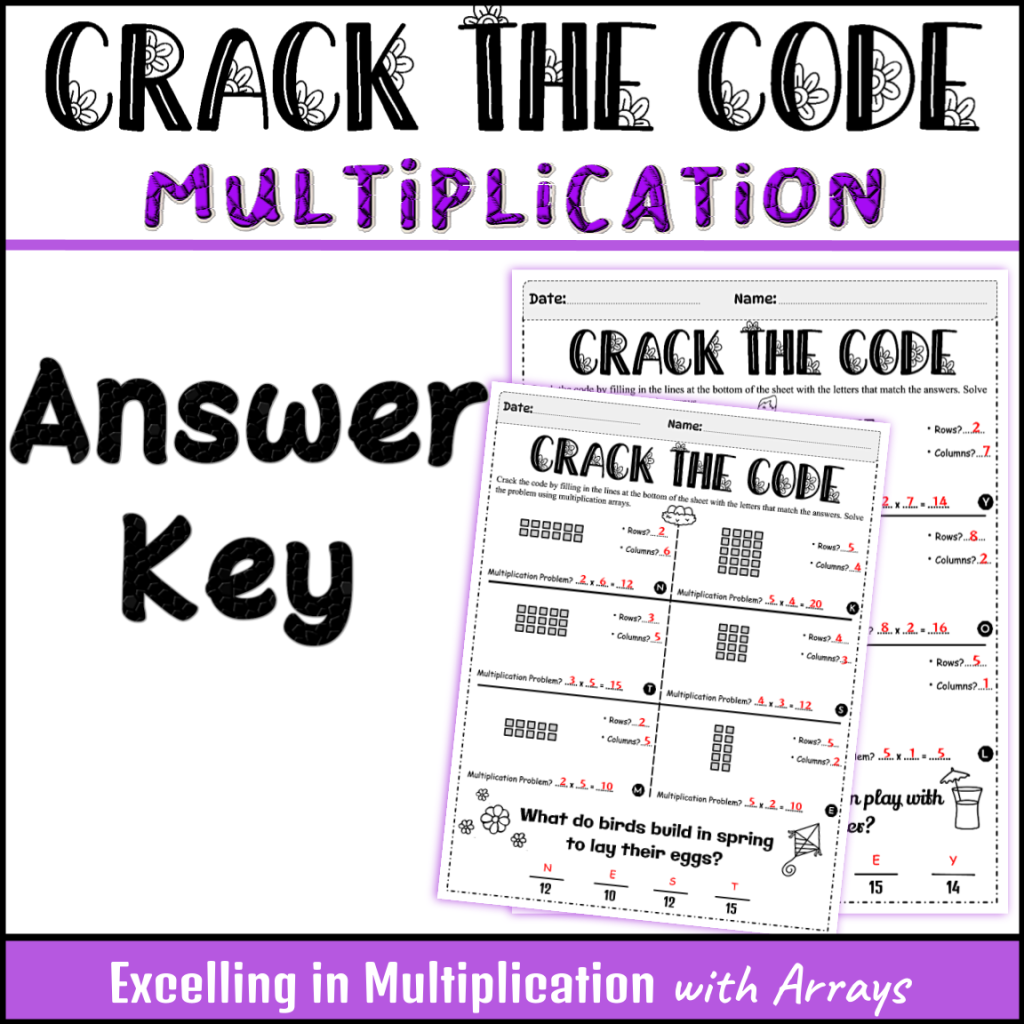 Array in Multiplication Worksheets - Crack the Code Math Worksheet ...